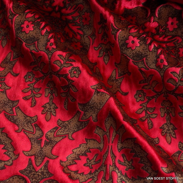 Gold Brokat-Immitat Samt in neuem Rot - Gold | Gemusterte Stoffe ...